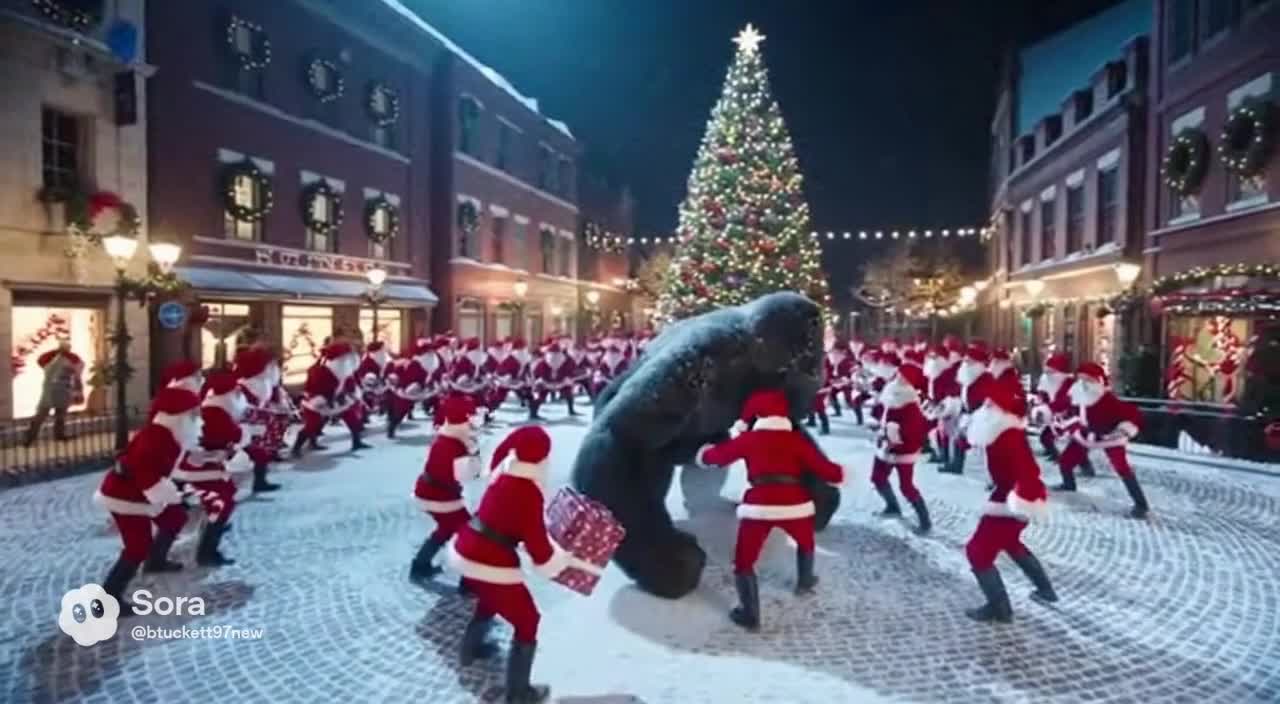 100 Santa 🎅 🆚 1 Gorilla 🦍 [SORA] - VidLii